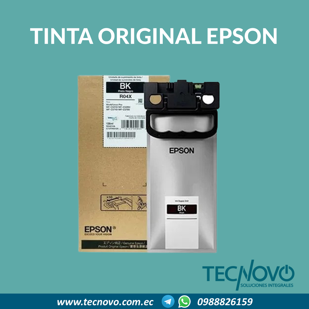 Tinta EPSON Workforce R04X T942 WF C5210 C5290 C5710 C5790 Negro | TECNOVO SOLUCIONES INTEGRALES